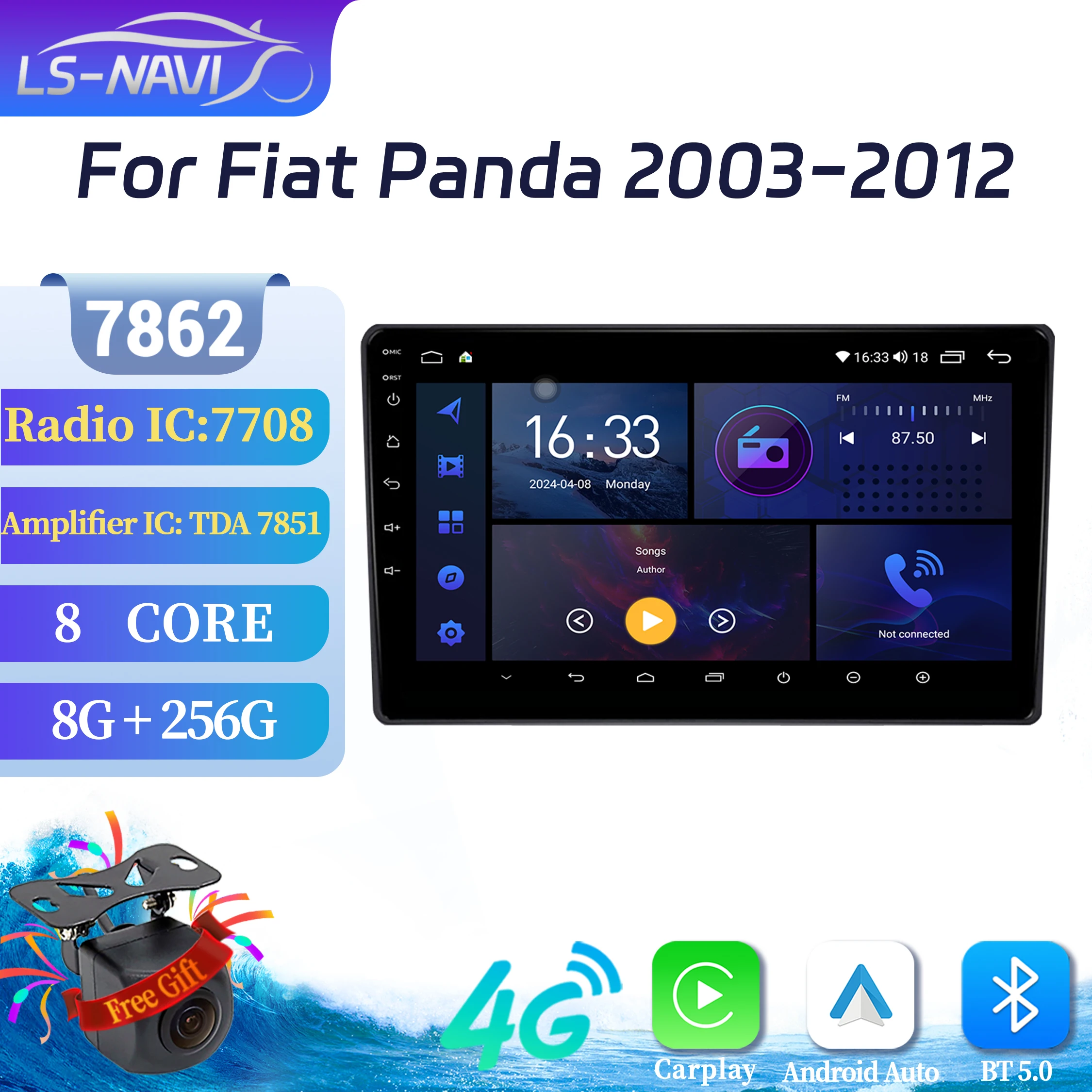 Android 14 Car Radio For Fiat Panda 2003-2012 Navigation Auto Stereo ...