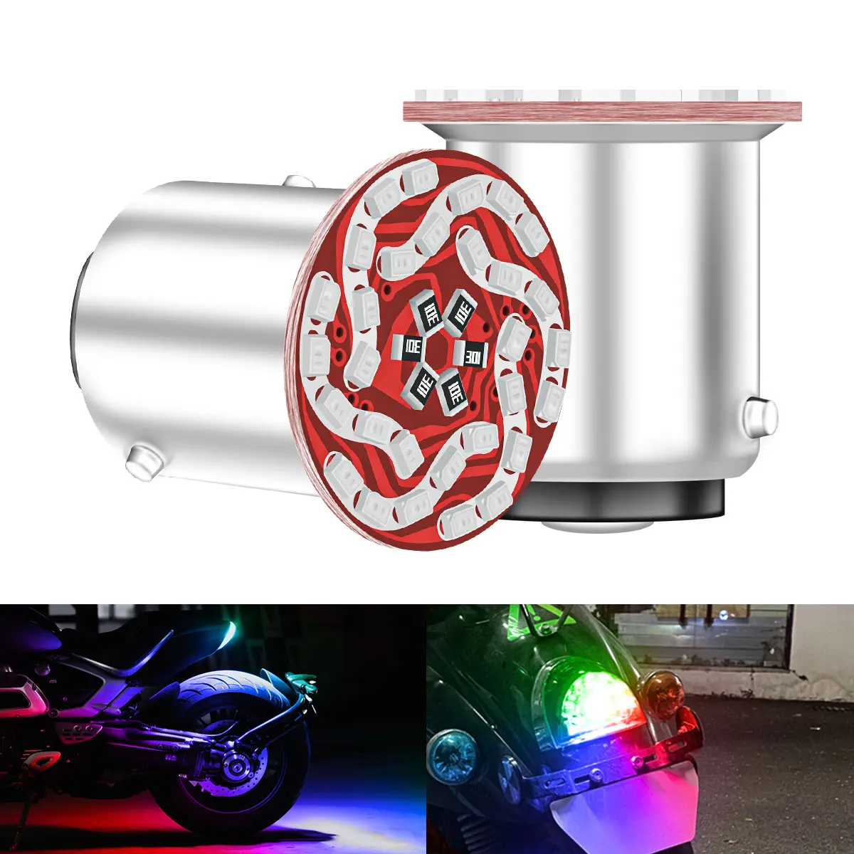 4-10PC-12V-Motorcycle-Strobe-Led-Brake-Rear-Stop-Taillight-1157-BAY15D ...