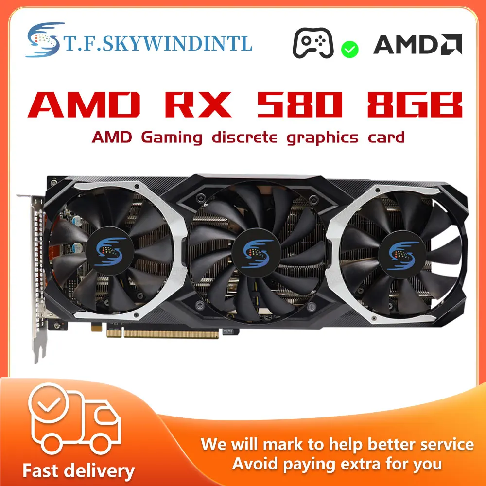 Radeon RX 580 8GB GDDR5 256Bit GPU Computer Game Three-fan Computer ...