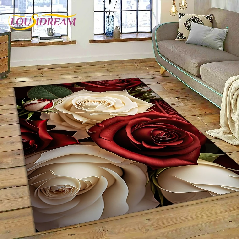 Rose-Flowers-Nordic-Love-Romantic-Rug-Carpet-for-Living-Room-Bedroom ...