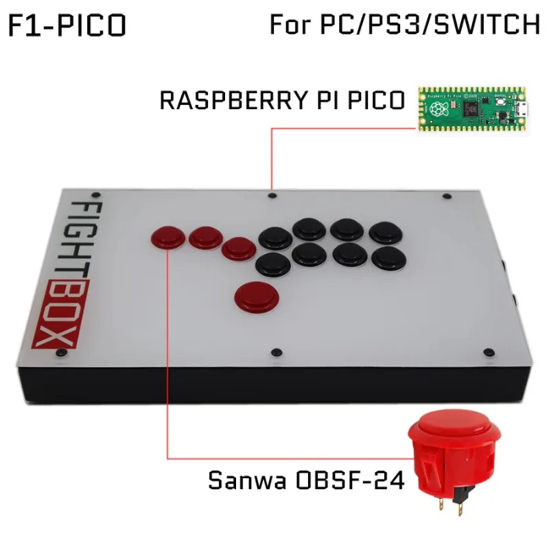 FightBox-F1-F10-Raspberry-PICO-Zero-Delay-Joystick-Game-Controller-with ...