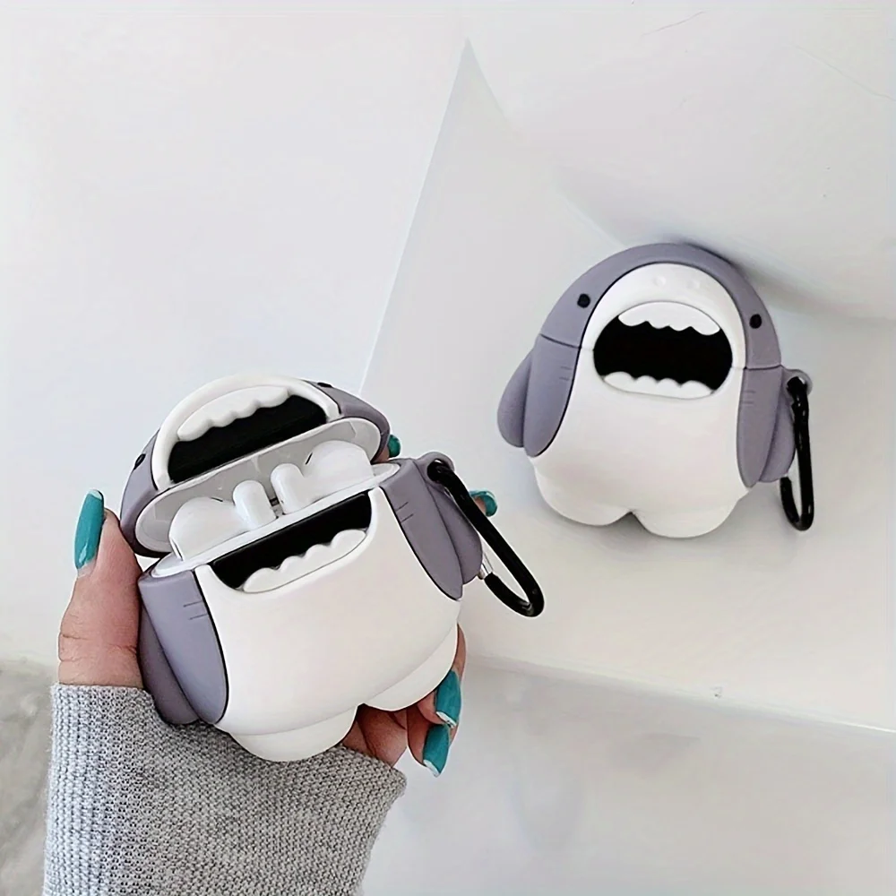 3D-Cute-Cartoon-Shark-Shape-Soft-Silicone-Wireless-Earphone-Case-For ...