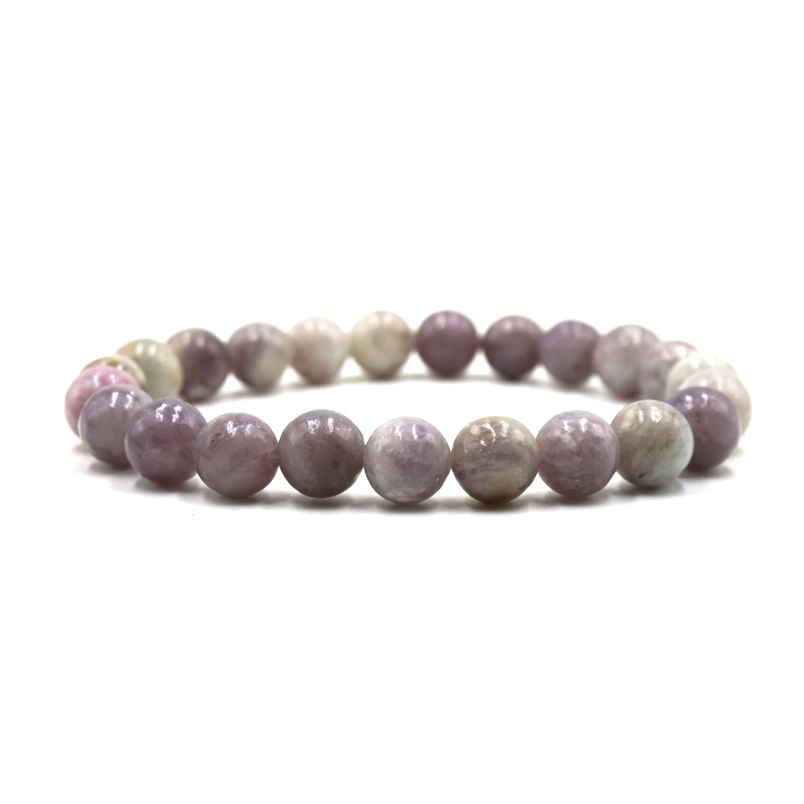 Natural Gemstone Pink Lepidolite Beads 7.5 Inch Stretchy Bracelet ...