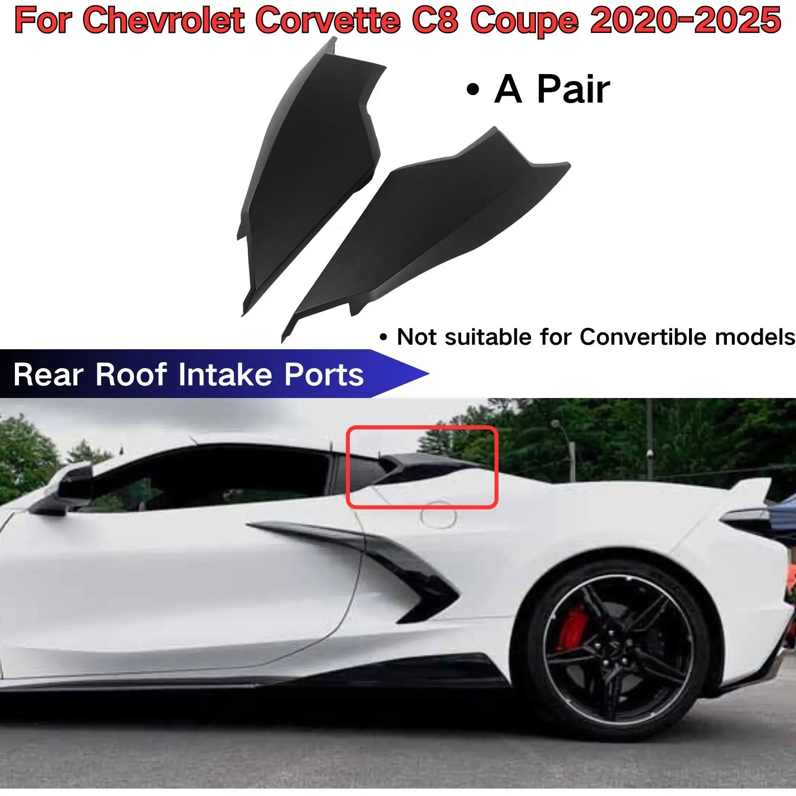 For Chevrolet Corvette C8 Coupe 2020-2025 Rear Roof Intake Ports Carbon ...