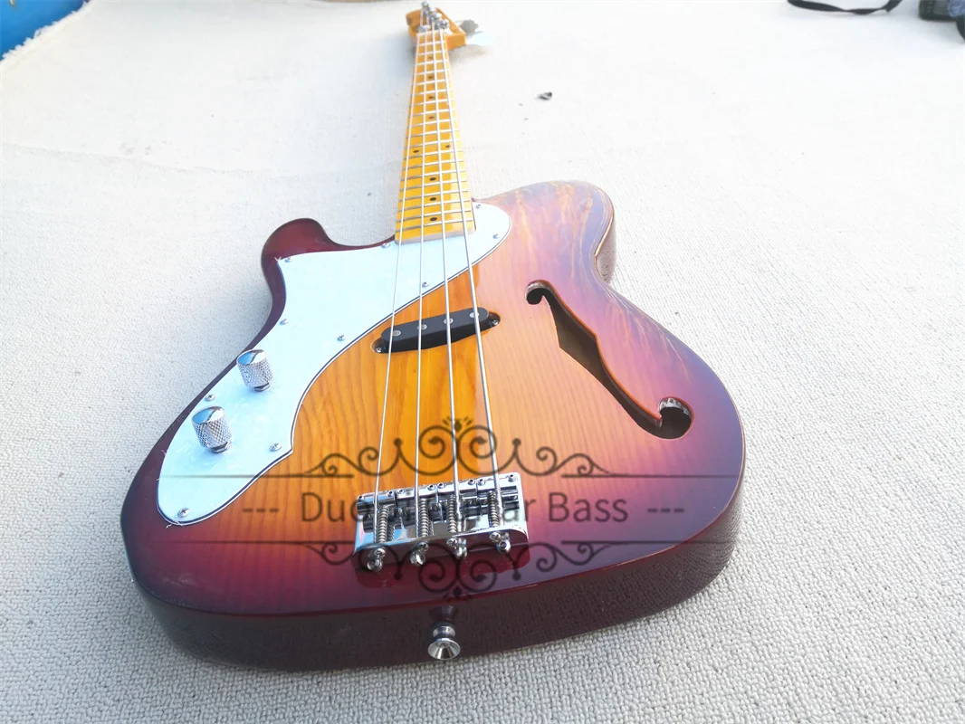 Left-hand-Bass-Guitar-4-Strings-Bass-Tel-Bass-ASH-Wood-Semi-Hollow-Body ...
