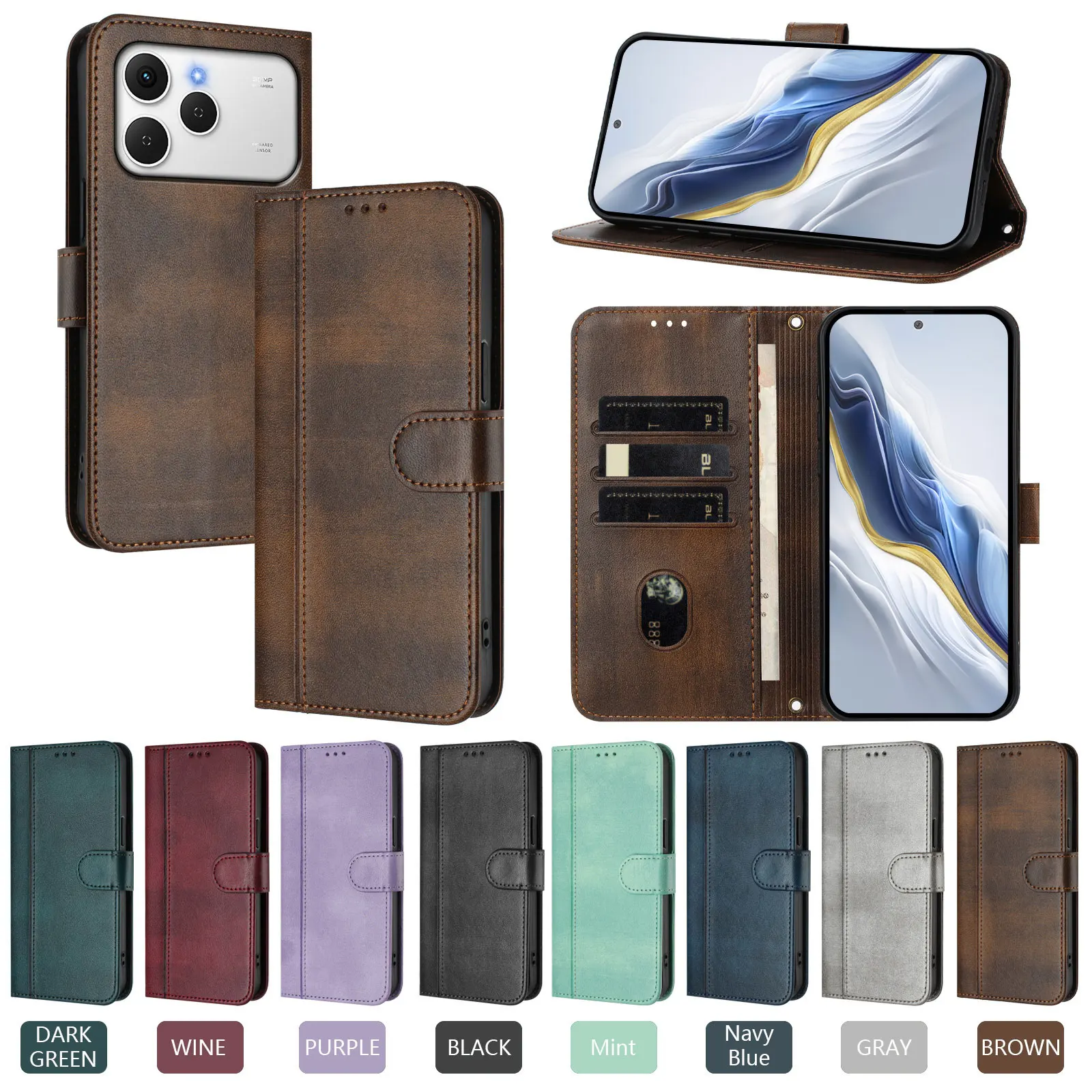Leather Wallet Flip Phone Case - Elegant Protective Cover and Stylish ...