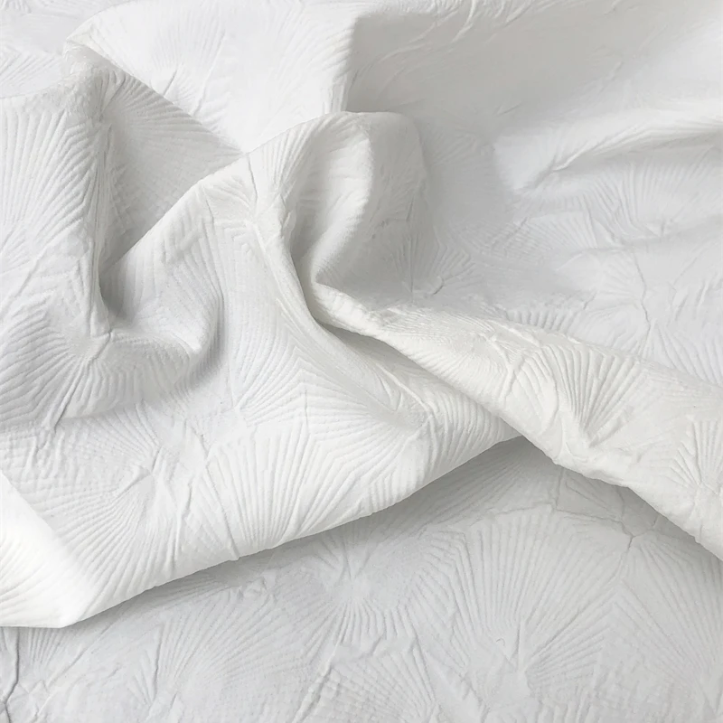Tela-plisada-de-algod-n-puro-en-relieve-blanco-puro-telas-para-ropa-de ...