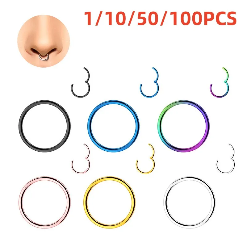1-10-50-100PCS-Medical-Stainless-Steel-316L-Nasal-Septum-Ring-Seamless ...