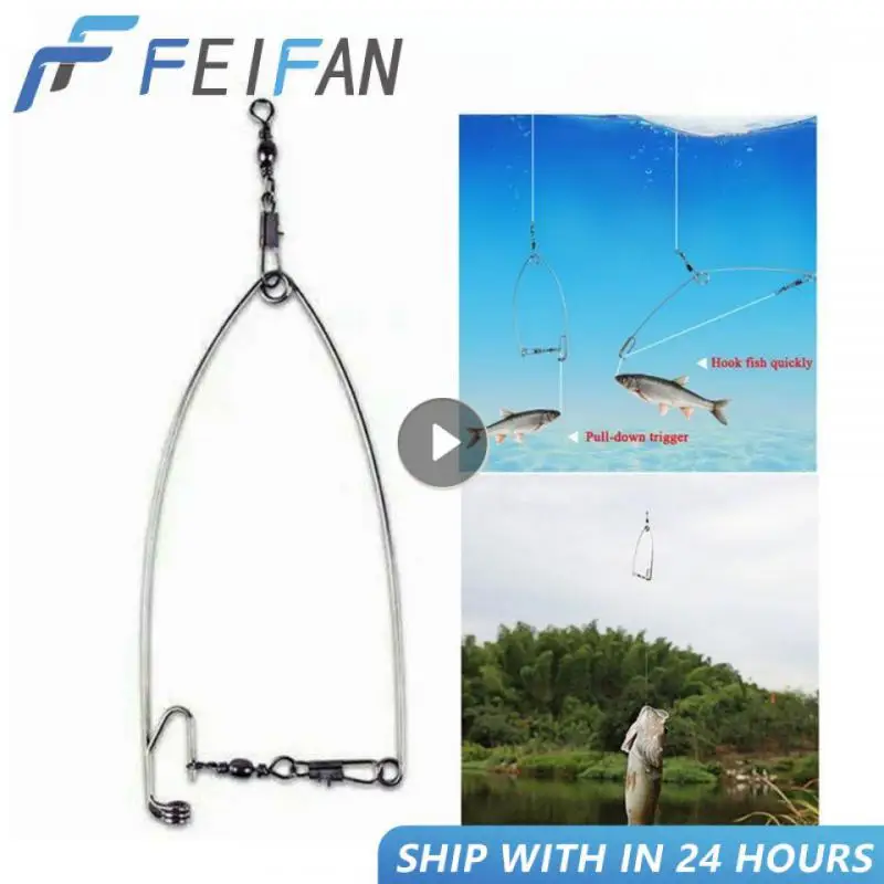 Automatic-Fishing-Hook-Trigger-Stainless-Steel-Spring-Fishhook-Catch ...