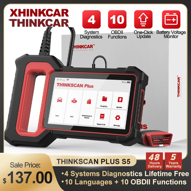 Thinkcar Thinkscan Mais S5 Auto Obd2 Scanner Do Motor Abs Srs Tcm ...