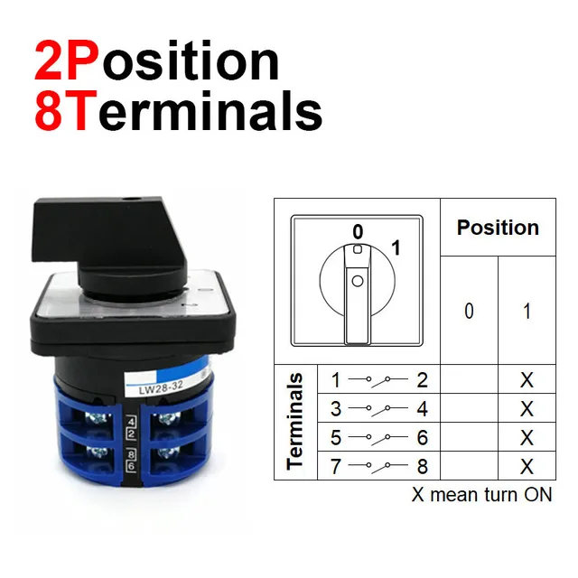 Electric 2/3/4 Position 8 Terminals Rotary Cam Changeover Switch 500V ...