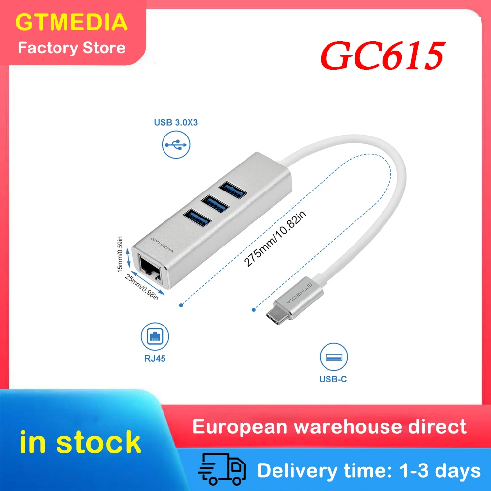 Gtmedia Usb 3.1 Hub Aluminum Usb Hub Ethernet Adapter 3 Usb 3.0 Type C ...