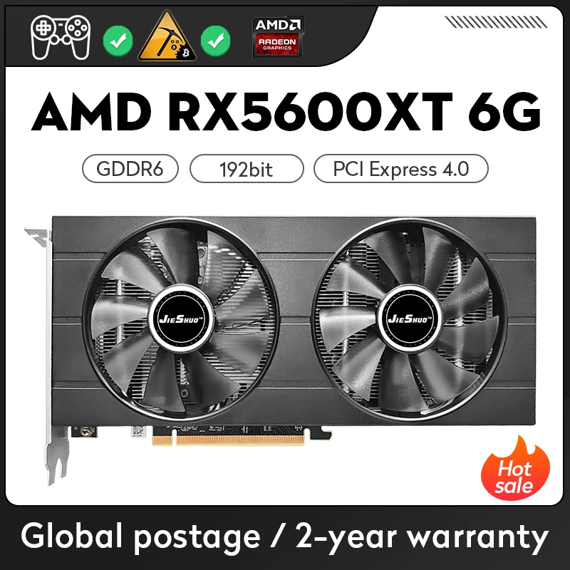 JIESHUO-AMD-RX-5600-XT-6GB-graphics-cards-for-games-GDDR6-GPU-192bit-rx ...