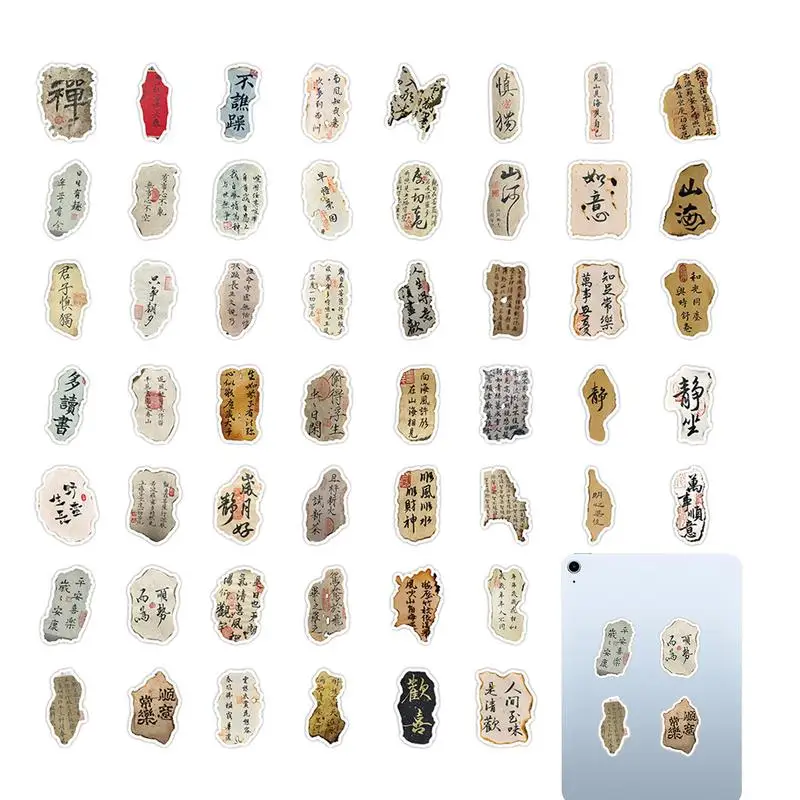 Character-Quote-Stickers-60pcs-Sunproof-Calligraphy-Decals-In-Chinese ...