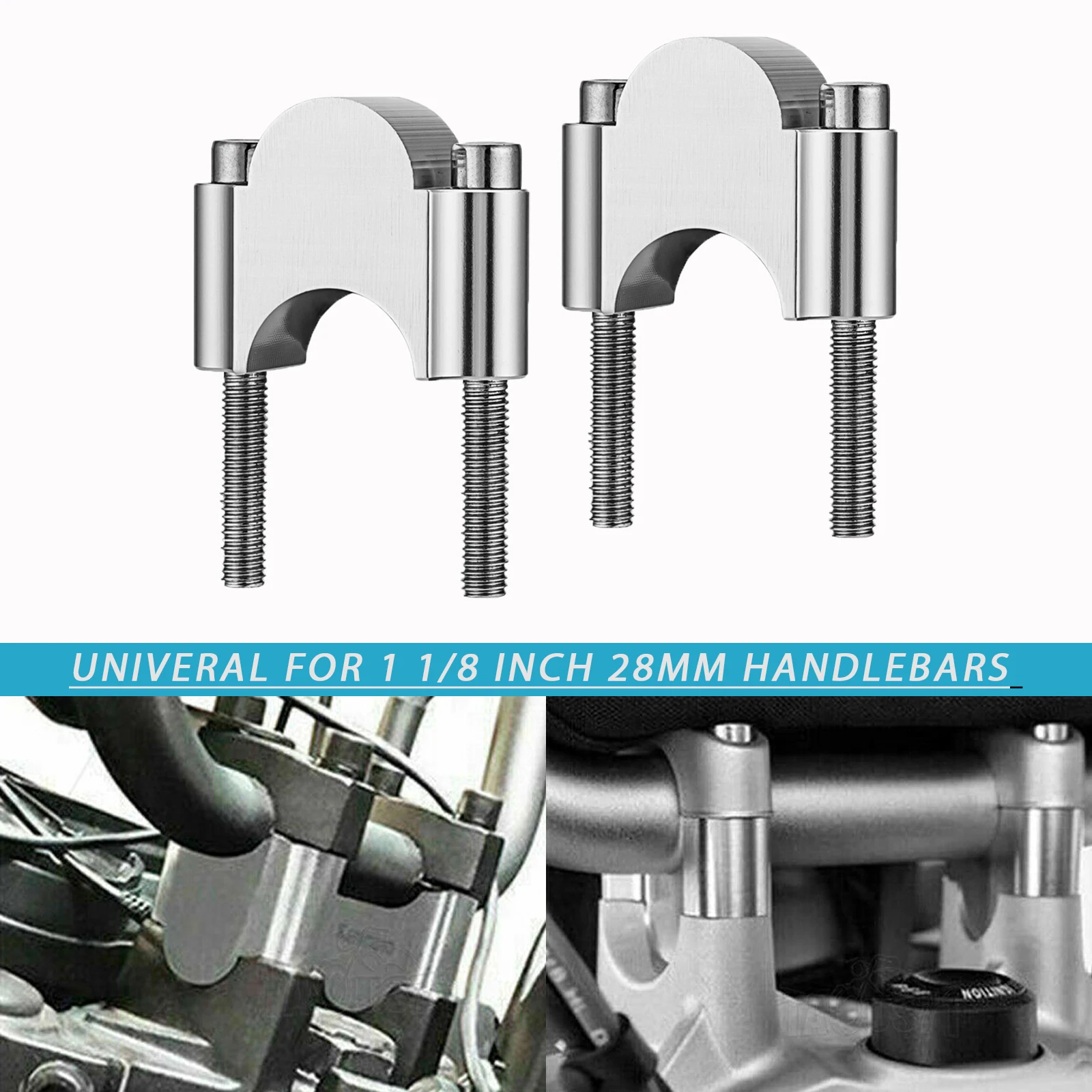 Motorcycle Handlebar Riser Bar Mount Handle Clamp 1 1/8" Bar Clamps ...