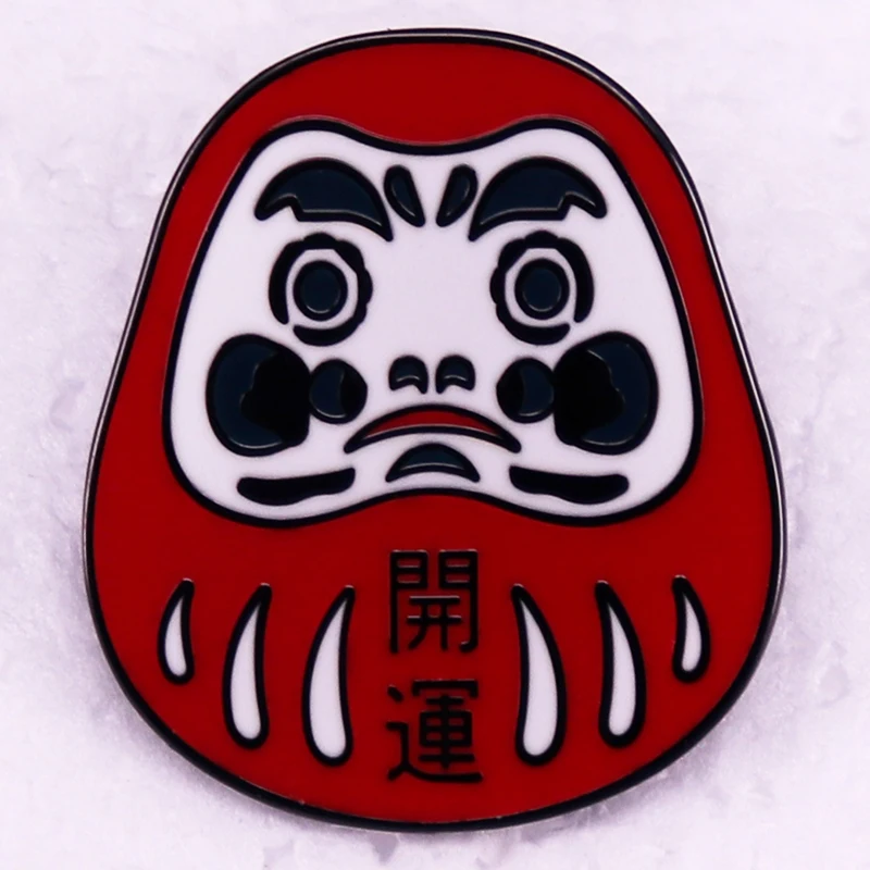 Cute Japanese Traditional Mascot Badge Red Daruma Doll Enamel Pin ...