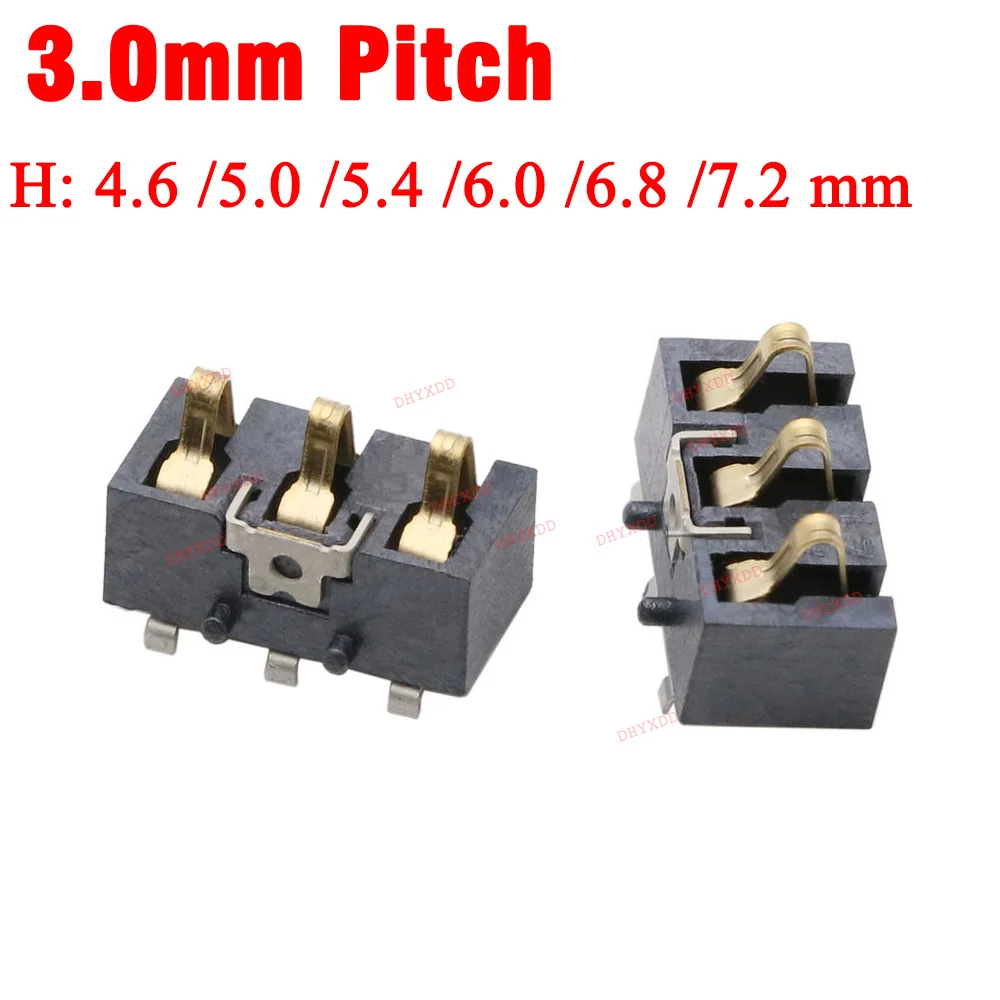 10Pcs-Spring-Battery-Connector-3-0MM-Pitch-3-Pin-Male-Female-Contact ...