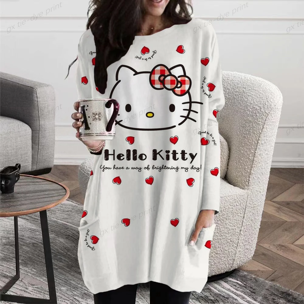 Simple-Wind-T-shirt-New-Hello-Kitty-Print-Pullover-Loose-Size-Tee-Shirt ...
