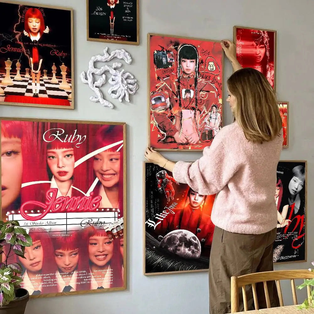 Singer JENNiE Anime Posters Sticky Decoracion Painting Wall Art White ...