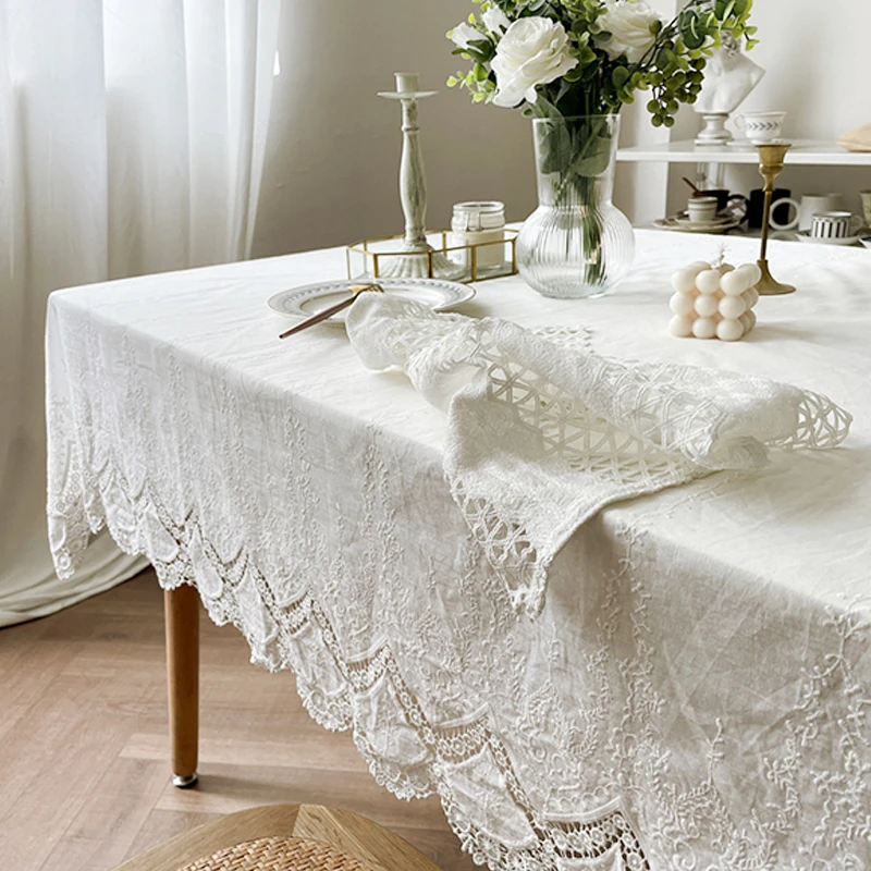 Classic-Cotton-Lace-Tablecloth-Dust-Proof-Table-Cover-for-Buffet-Table ...