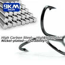 9KM Fishing Treble Hooks High Carbon Steel Brabed Sharp Triple Hook ...
