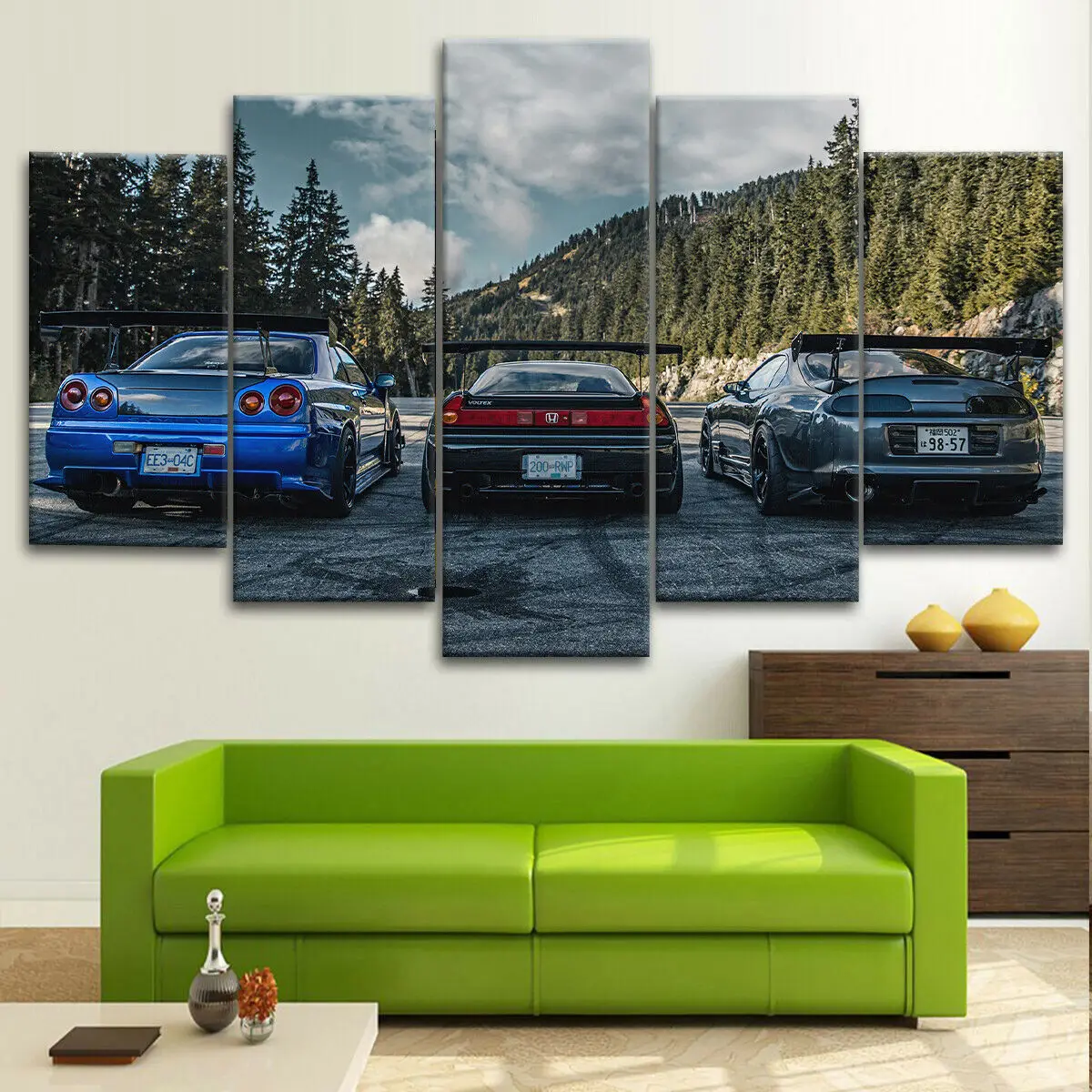 Nissan Skyline Supra Honda NSX JDM Racing Car 5 Panel Wall Art Canvas ...