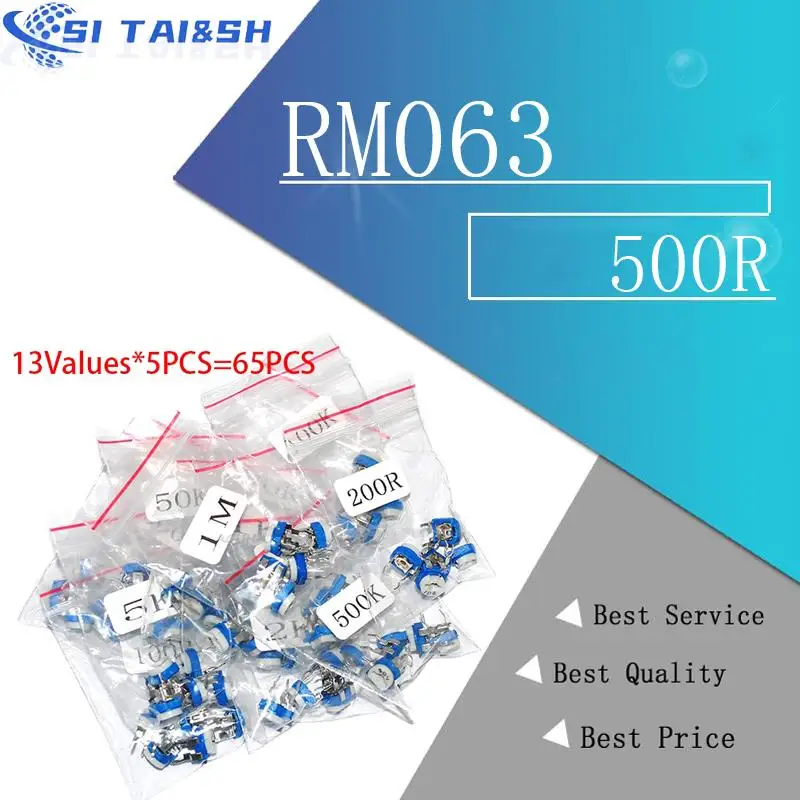 New 65PCS RM063 Trimmer Potentiometer Adjustable Resistor Kit 500R 1K ...