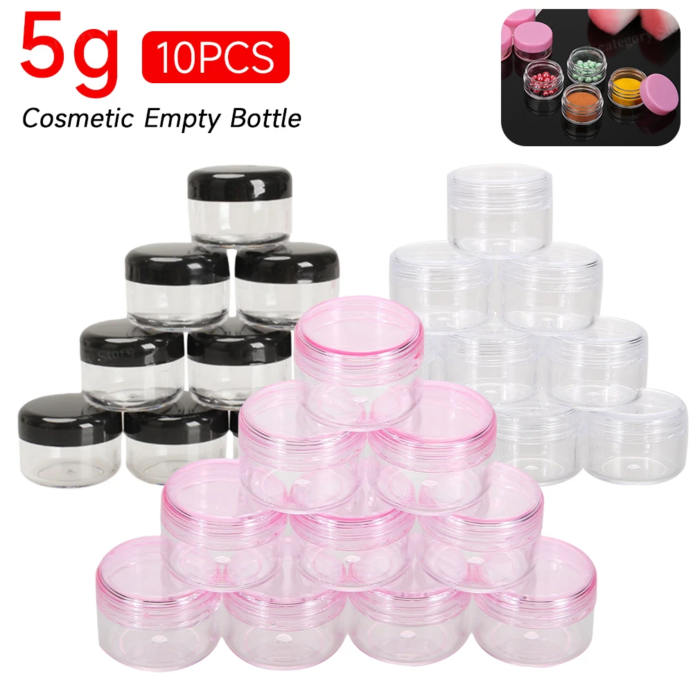 10pcs Empty Cosmetic Jar Houseables 5g Round Cosmetic Sample Bottles ...