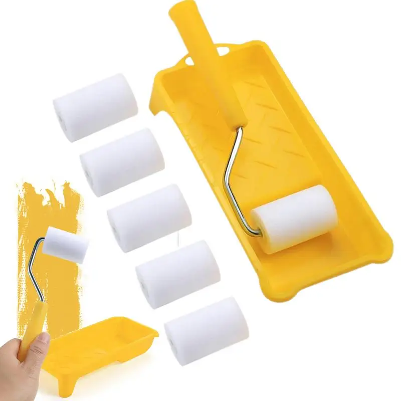 Small-Paint-Roller-Set-Mini-Roller-Edger-Brush-For-Wall-Painting-With ...