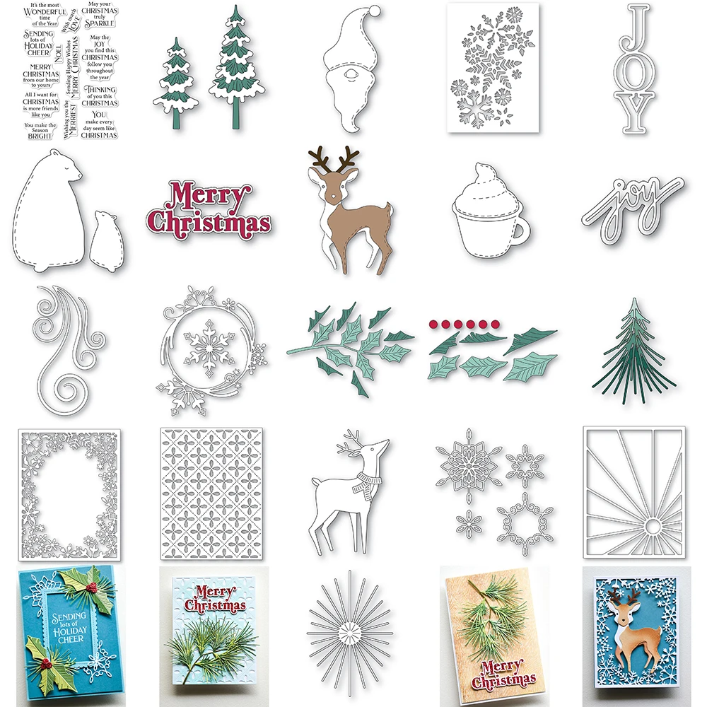Christmas Tree Elk Metal Cutting Dies Stamps For Diy Scrapbooking ...