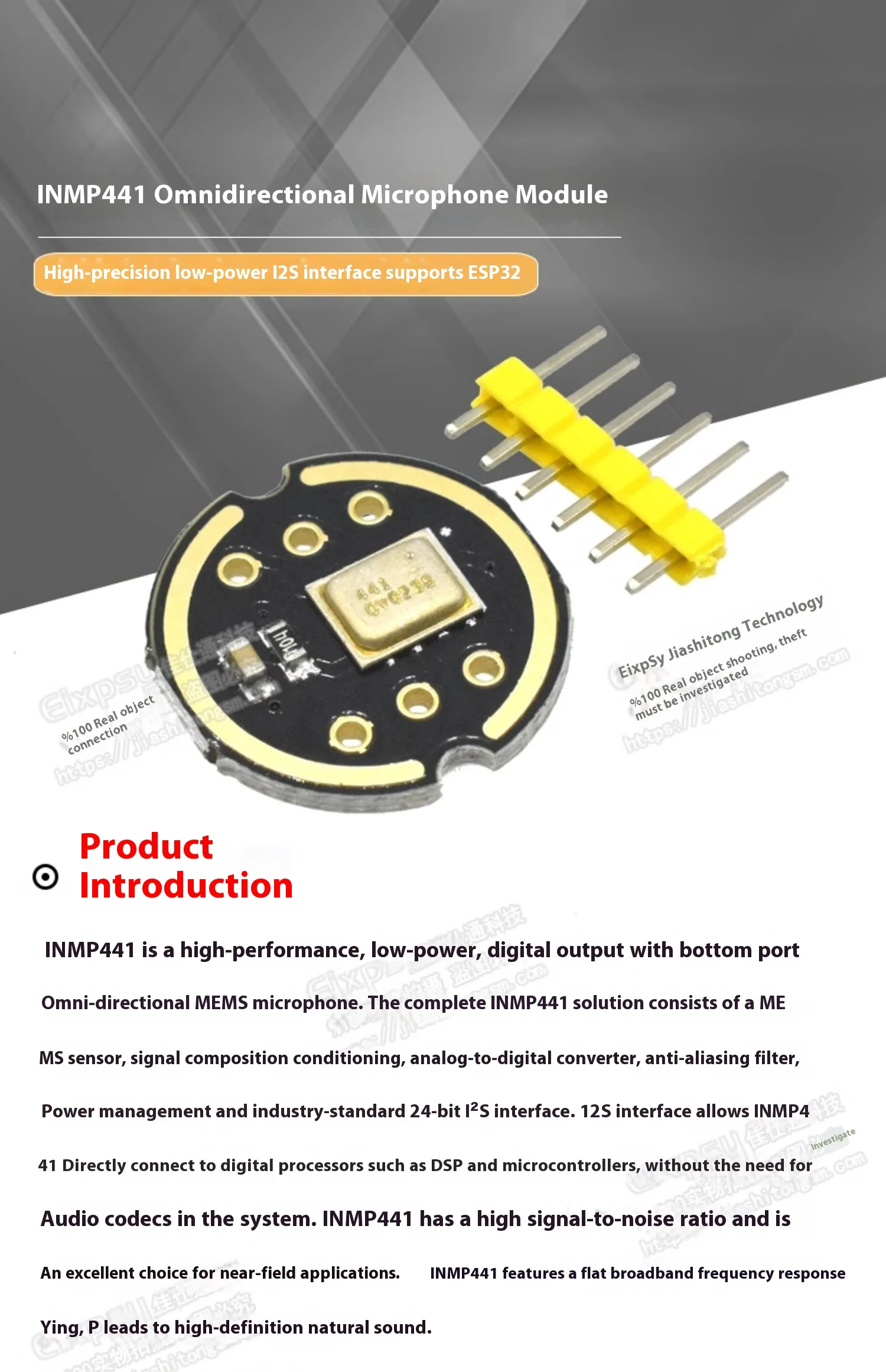 INMP441 MEMS Microphone Module Omnidirectional High Accuracy Low Power ...