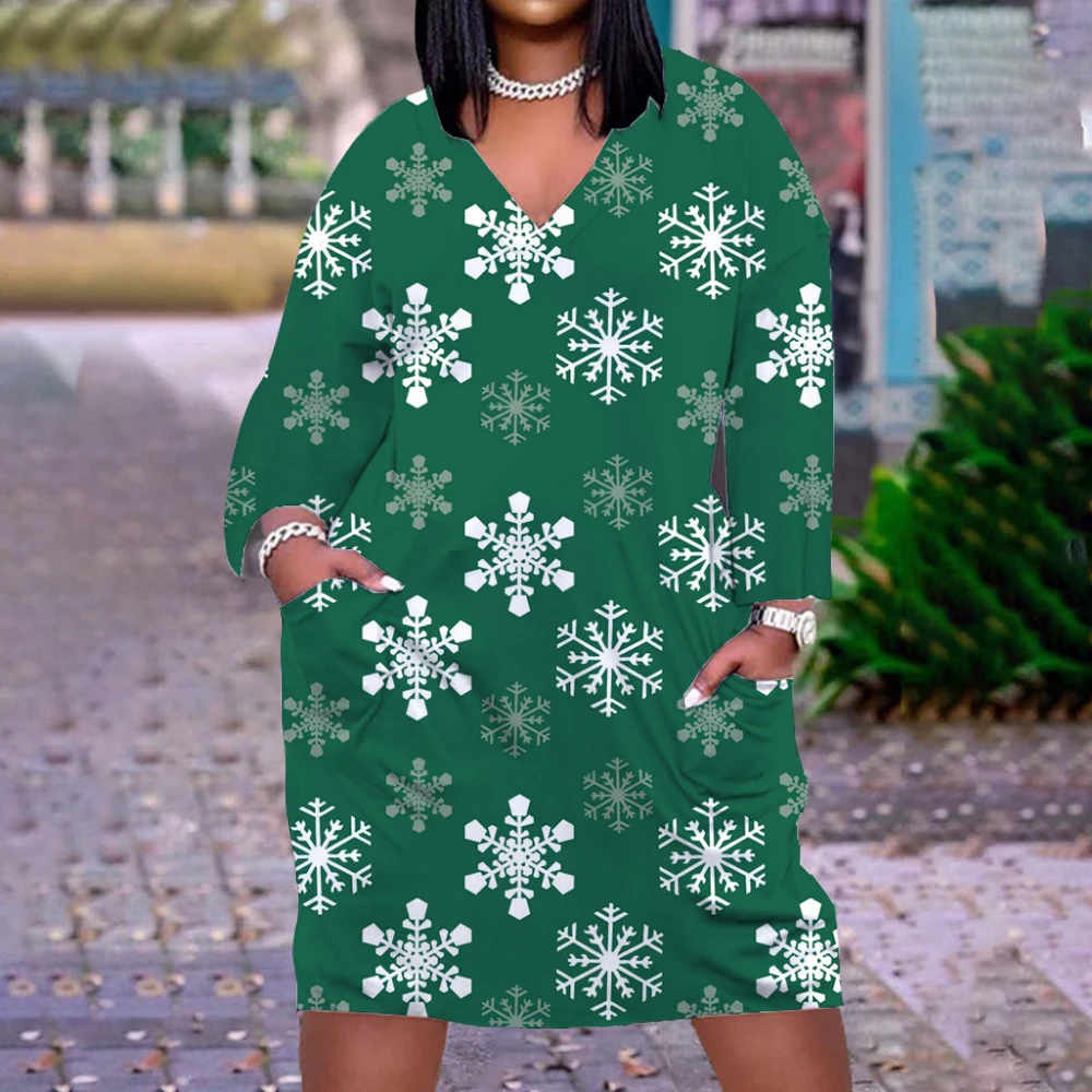 Autumn-Winter-Fashion-Christmas-Snowflake-Print-Dresses-Women-Long ...