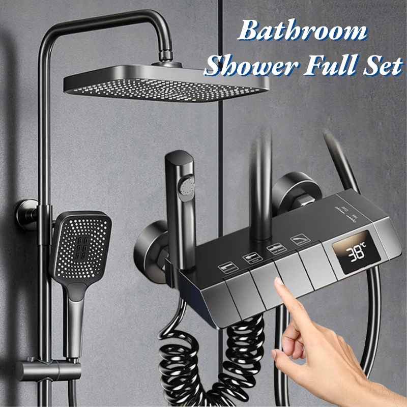 Digital-LED-Bathroom-Shower-Full-Set-Temperature-Digtial-Display-Shower ...