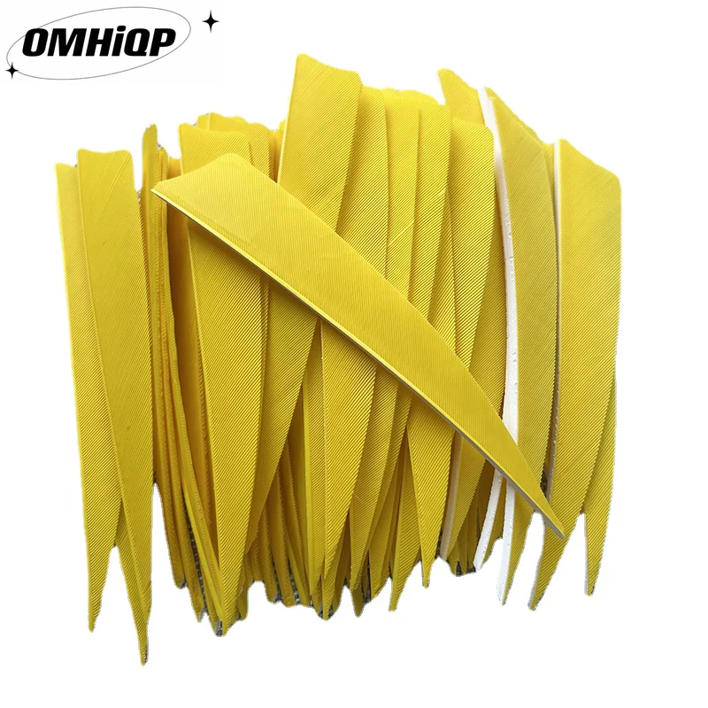 50Pcs-4Inch-Shield-Arrow-Feather-Fletching-Yellow-Natural-Turkey-Plumes ...