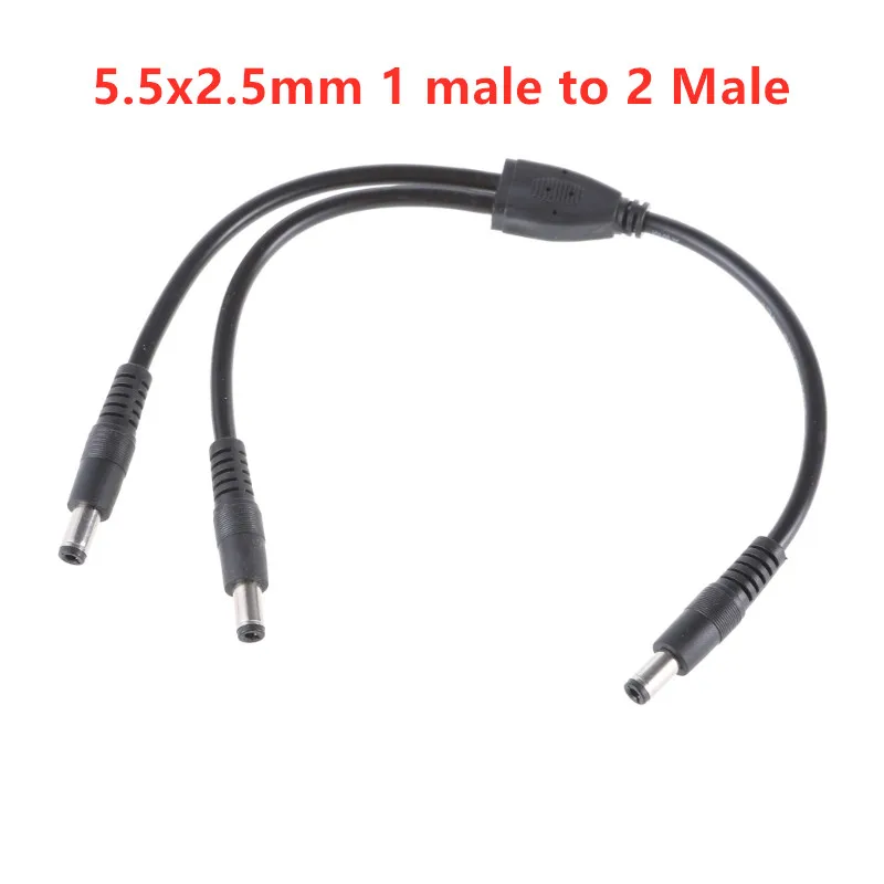 DC Power supply Connector Extension Cable 5.5 x 2.5mm 1 Male To 2 Male ...