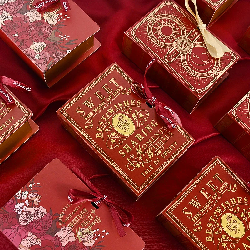 5Pcs Creative Book Shape Candy Boxes with Ribbon Baby Shower Wedding ...