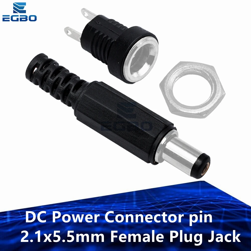 10PCS 5Pair DC Power Connector pin 2.1x5.5mm Female Plug Jack + Male Plug Jack Socket Adapter DC ...