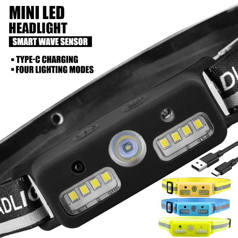 USB-Rechargeable-Mini-LED-Induction-Headlamp-Four-Lighting-Modes-With ...