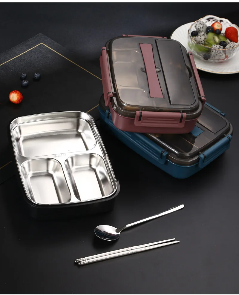 LUNCH BOX,Blue 4 Gird 1.1L--Boîte à déjeuner Bento pour le travail ...