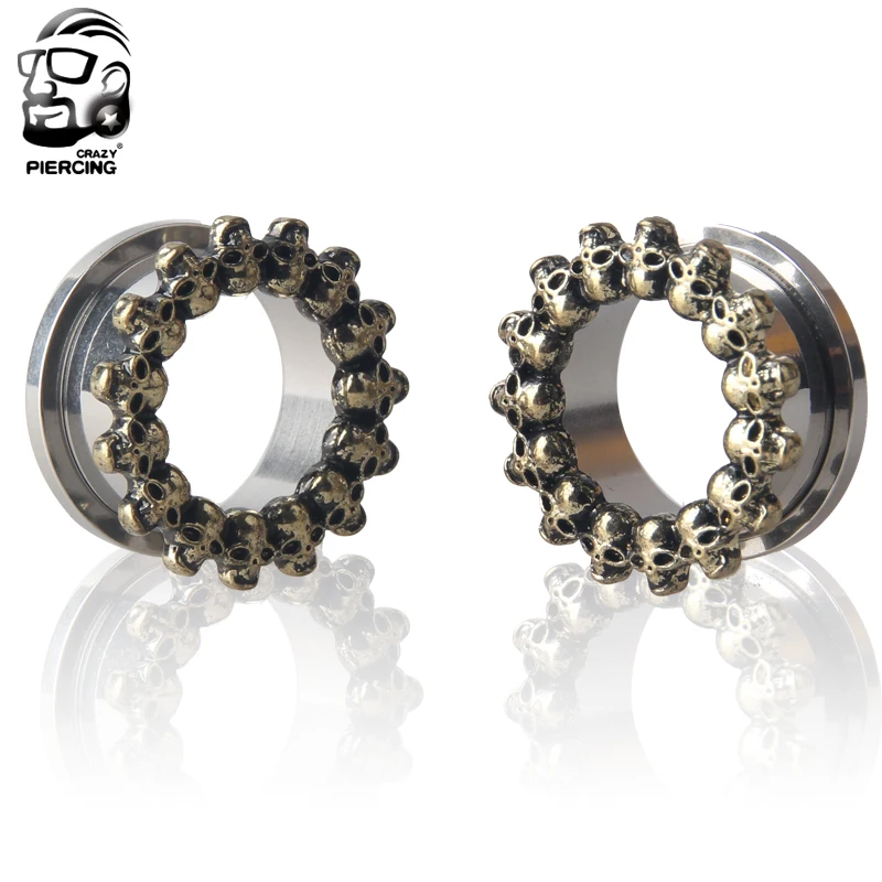 2pcs-Skull-Double-Flared-Ear-Gauges-Expander-Vintage-Hollow-Ear-Plugs ...