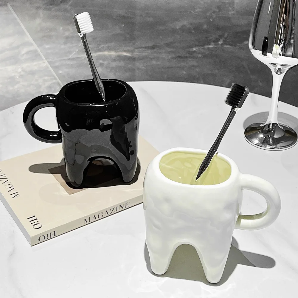 Creative Tooth-shaped Ceramic Mug Home Funny Couples Brush Their Teeth ...