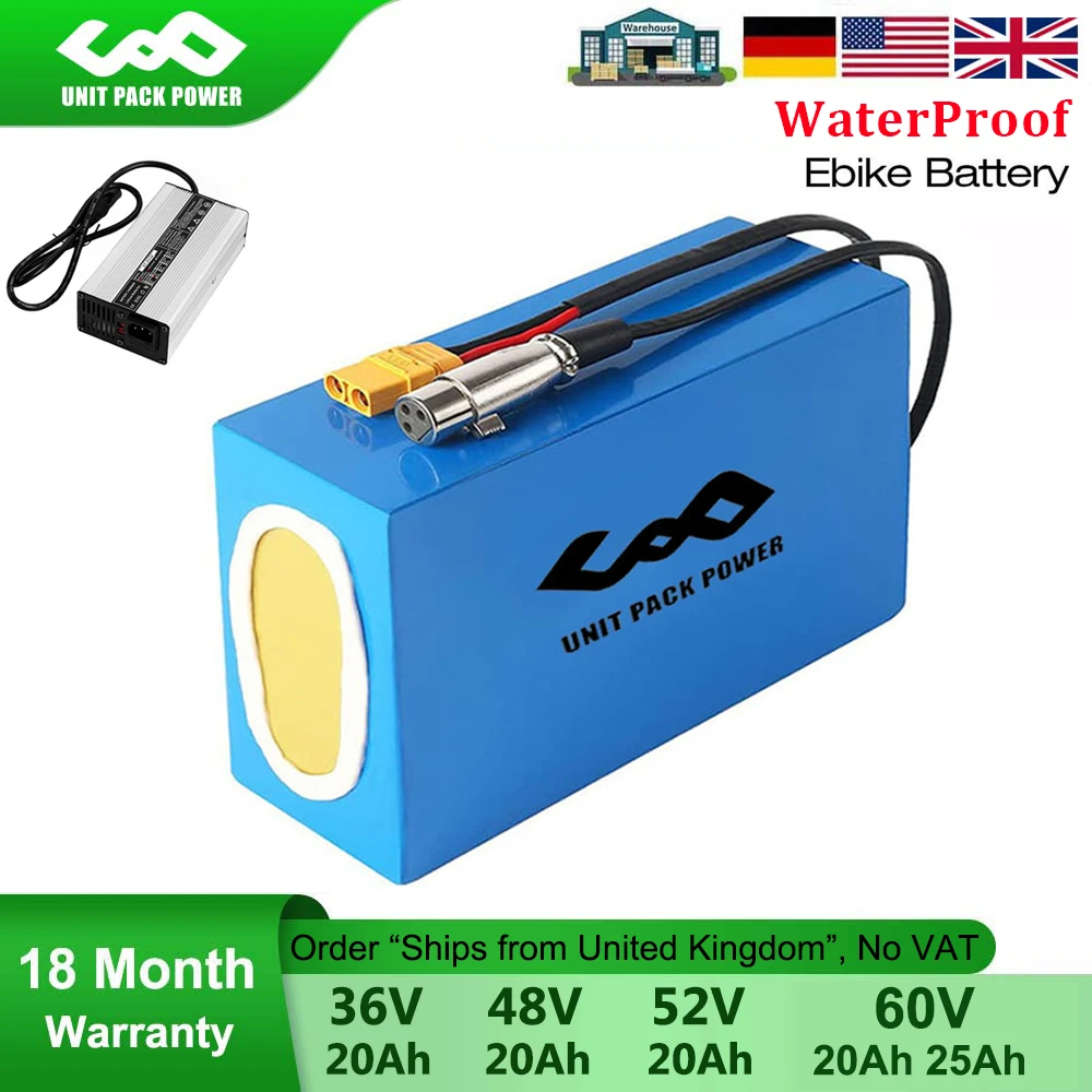eScooter Ebike Battery Pack 36V 48V 52V 60V 72V 40Ah 25Ah 20Ah 250W ...
