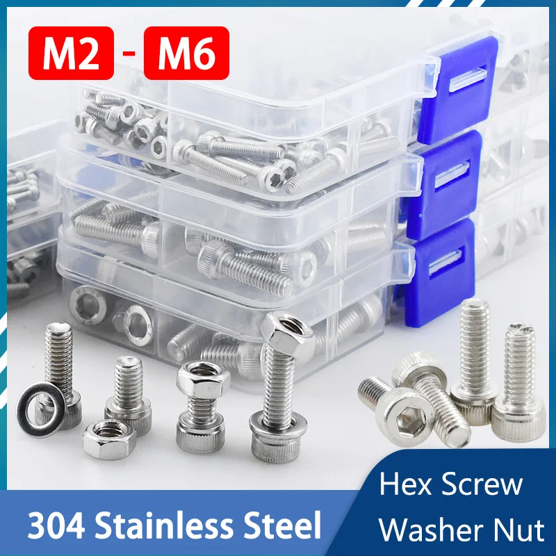Hex-Socket-Screw-Nut-Washer-Set-304-Stainless-Steel-Metric-Thread ...