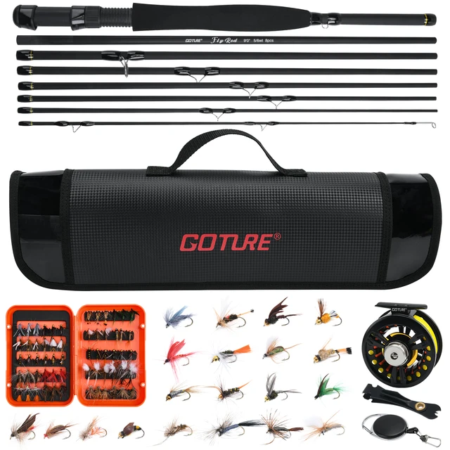 Goture 2.7m/9FT Fly Fishing Rod Set 5/6WT 8pcs Carbon Fiber Fly Rod ...