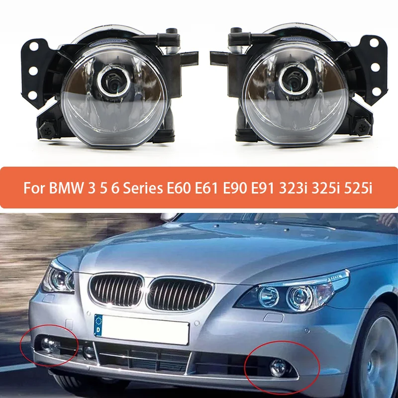 Front Fog Lights Lamp Housing Lens Clear Auto Foglight Assembly With Bulbs for BMW 3 5 6 Series ...