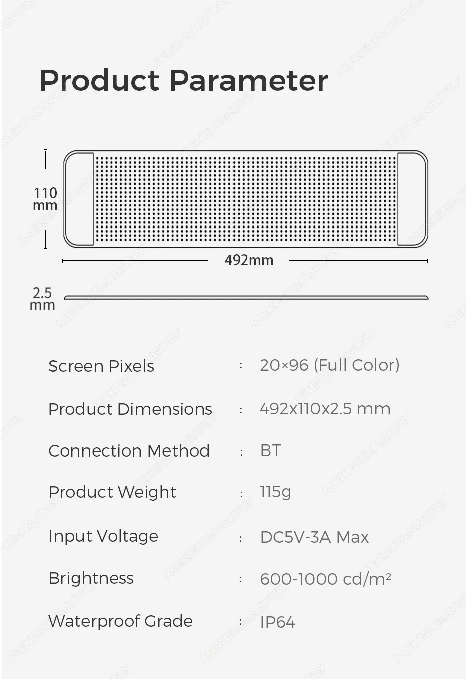 DUDUAUTO LED Rear Window Prompt Screen Customizable Content Vehicle ...
