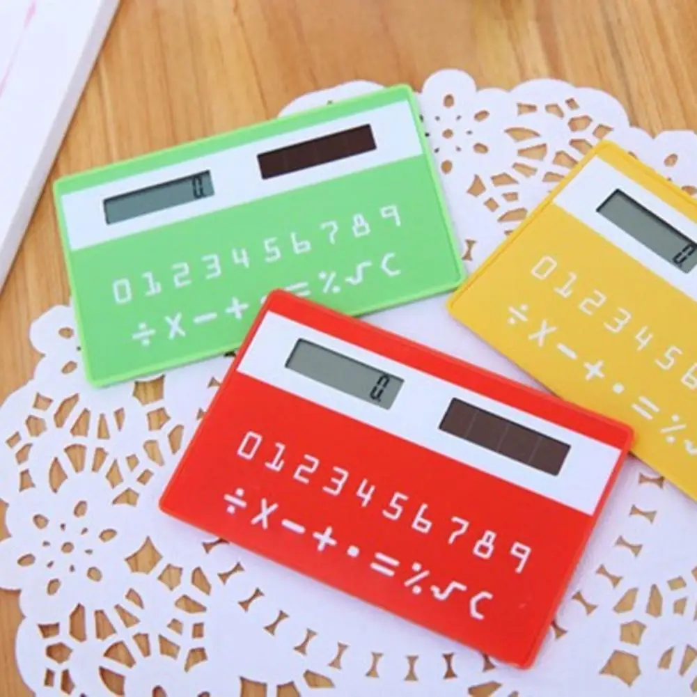 Handheld 8 Digits Electronic Calculator Card Type Solar Powered Pocket ...