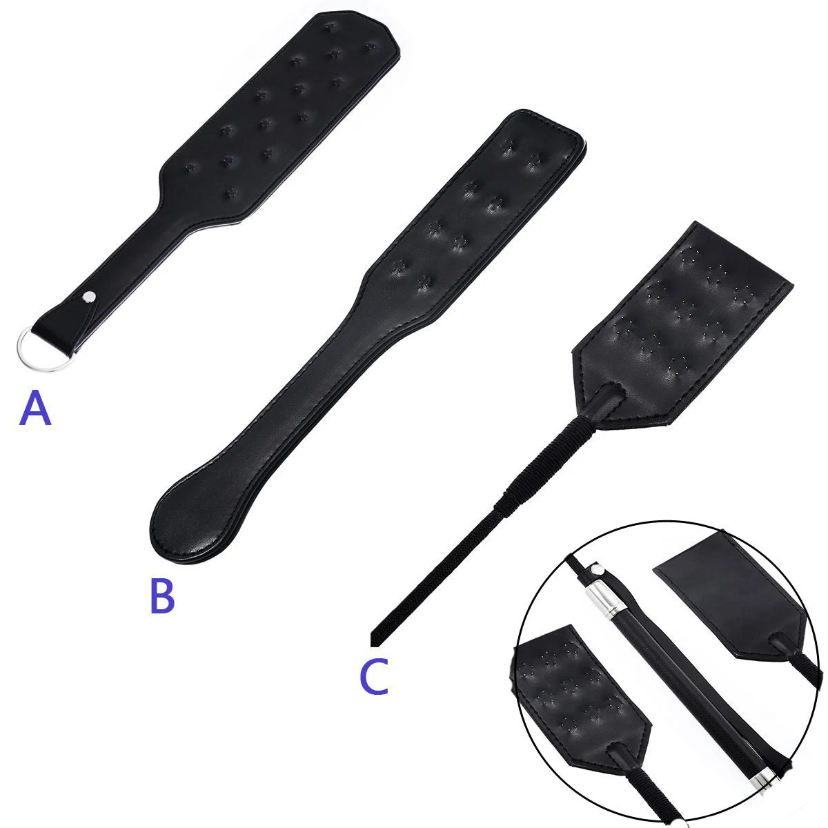 PU-Leder-Spanking-Paddle-Slapper-mit-Niet-Bestrafung-Bondage-SM-Sex ...