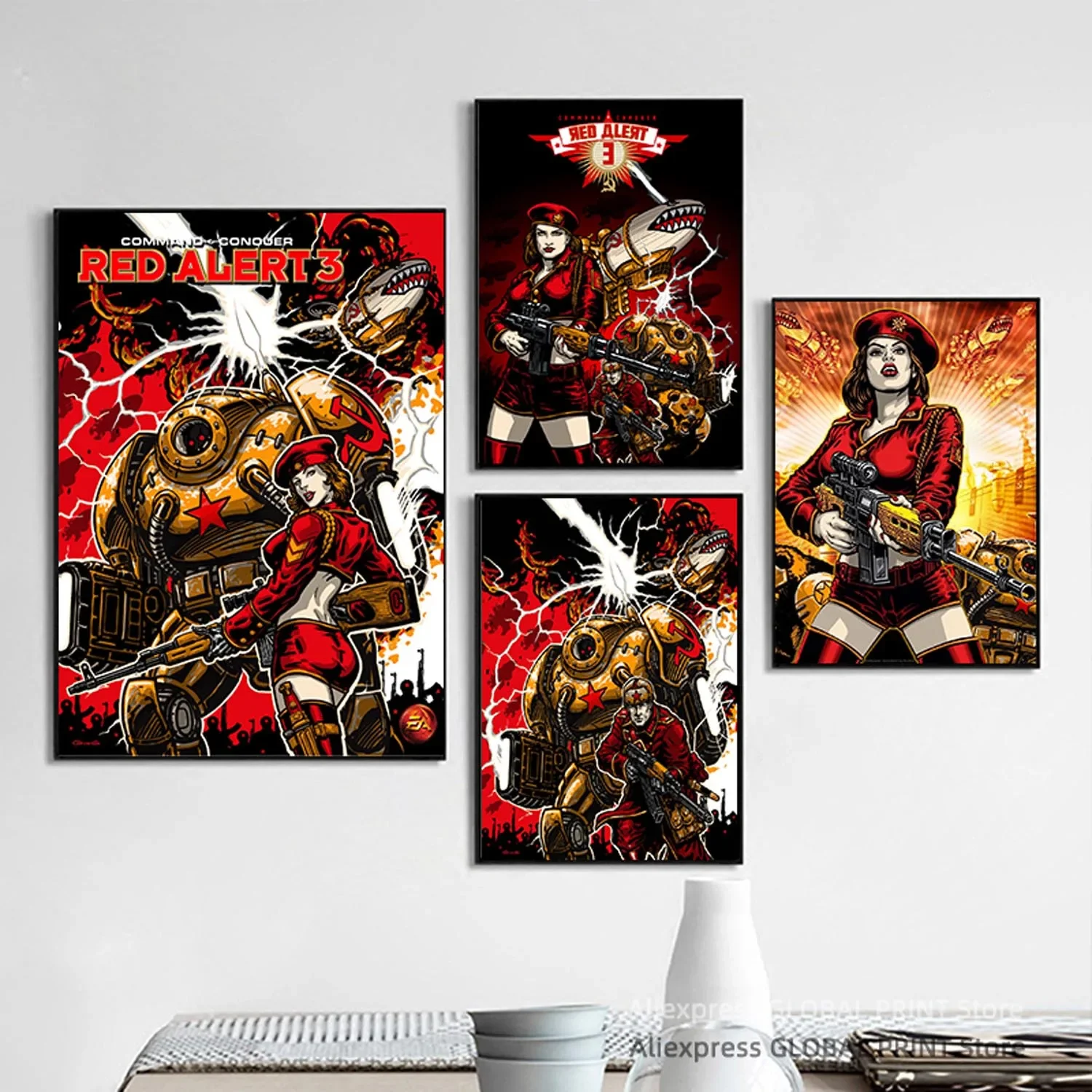 Command-Conquer-Red-Alert-3-Old-Classic-Retro-Game-Poster-Game-Canvas ...