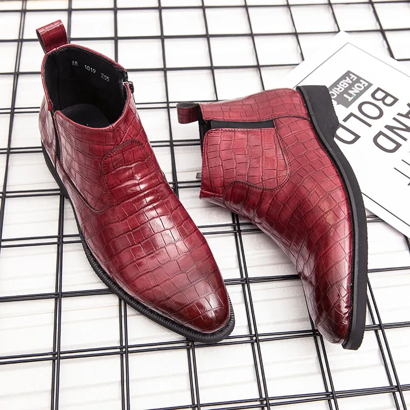 Classic-Brand-Men-s-Genuine-Leather-Boots-High-end-Red-Business-Short ...
